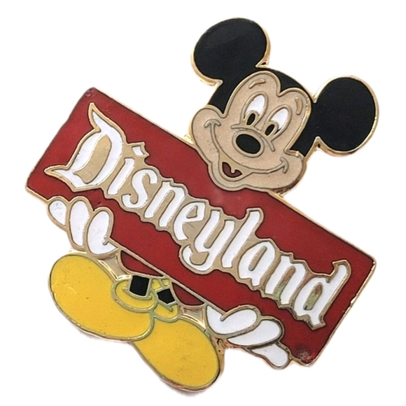 Disney | Accessories | Vintage Disneyland Mickey Mouse Holding Sign Red ...